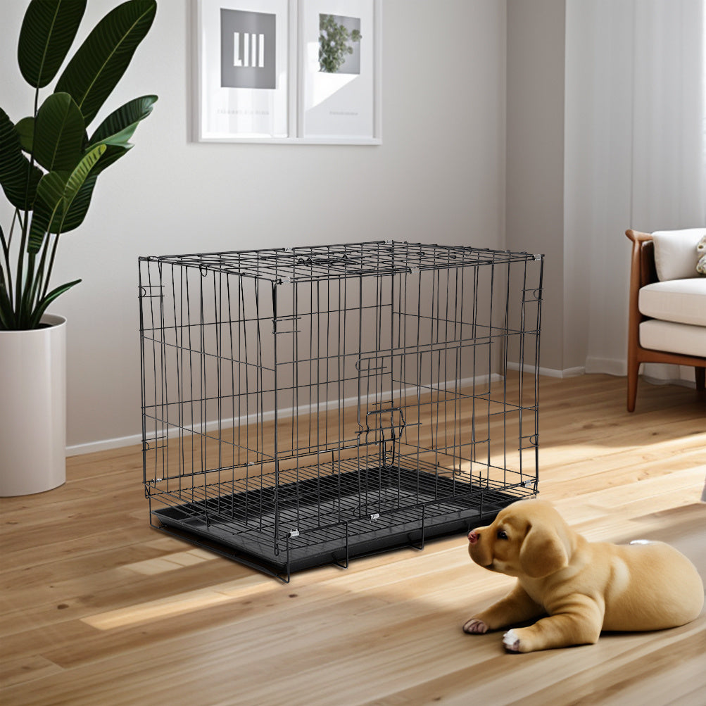 Extra Large Wire Dog Crate with 2 Doors and Tray 70cm – Thehotsale